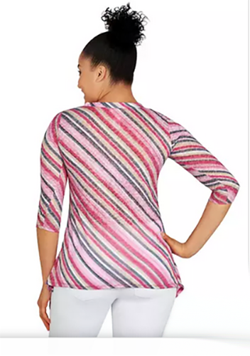 Ruby Road 3X Plus Pink White Striped Light Knit Top Blouse NWT | eBay