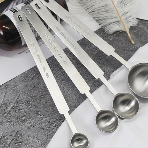 5Pcs Stainless Steel Measuring Spoon Coffee Beans Powder Spoon Dosing ...