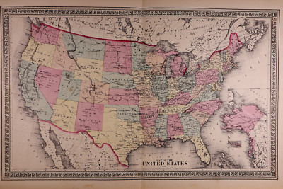 Dated 1876 Centennial Map ~ UNITED STATES of AMERICA & ALASKA TERRITORY ...