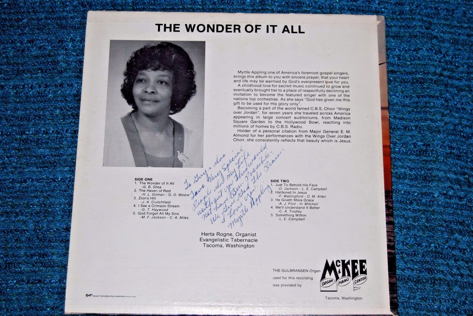 MYRTLE APPLING The Wonder of it All PRIVATE BLACK GOSPEL AUTOGRAPHED ...