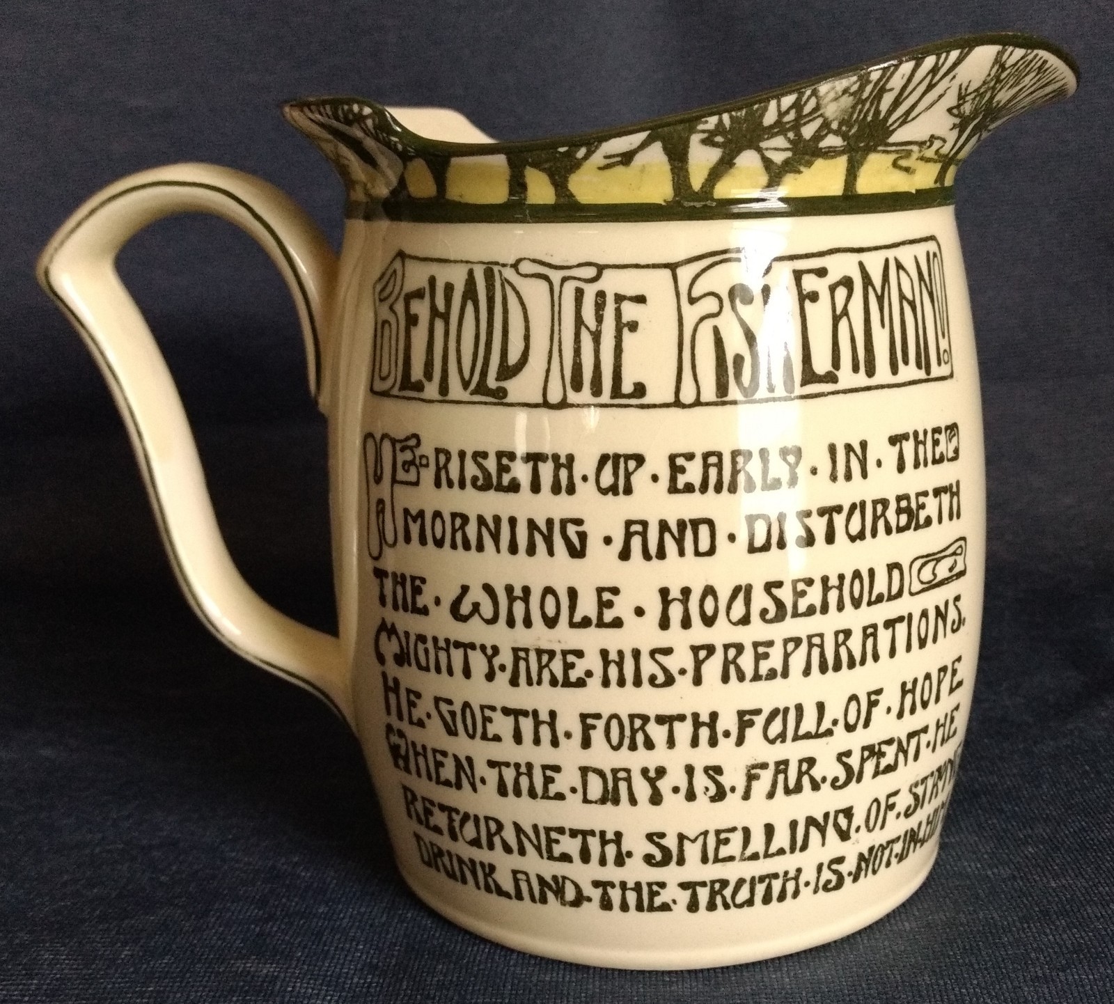 Early Royal Doulton ~ Isaac Walton Ware ~ “Behold The Fisherman” ~ JUG ...