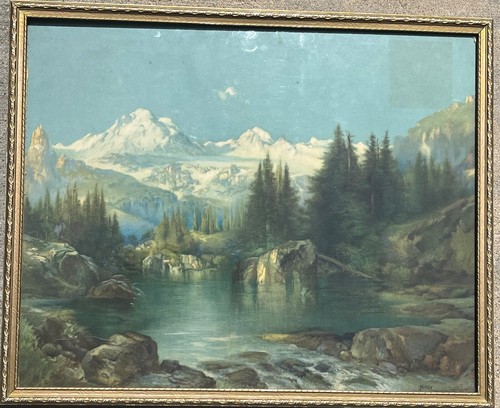 Antique Framed Thomas Moran Print Rocky Mountains Landscape | eBay