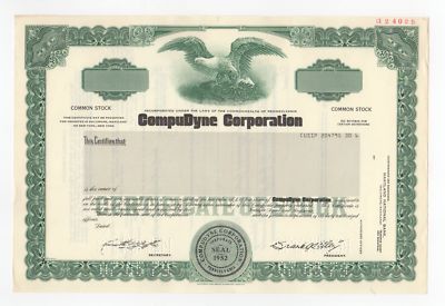 SPECIMEN - CompuDyne Corporation Stock Certificate | eBay