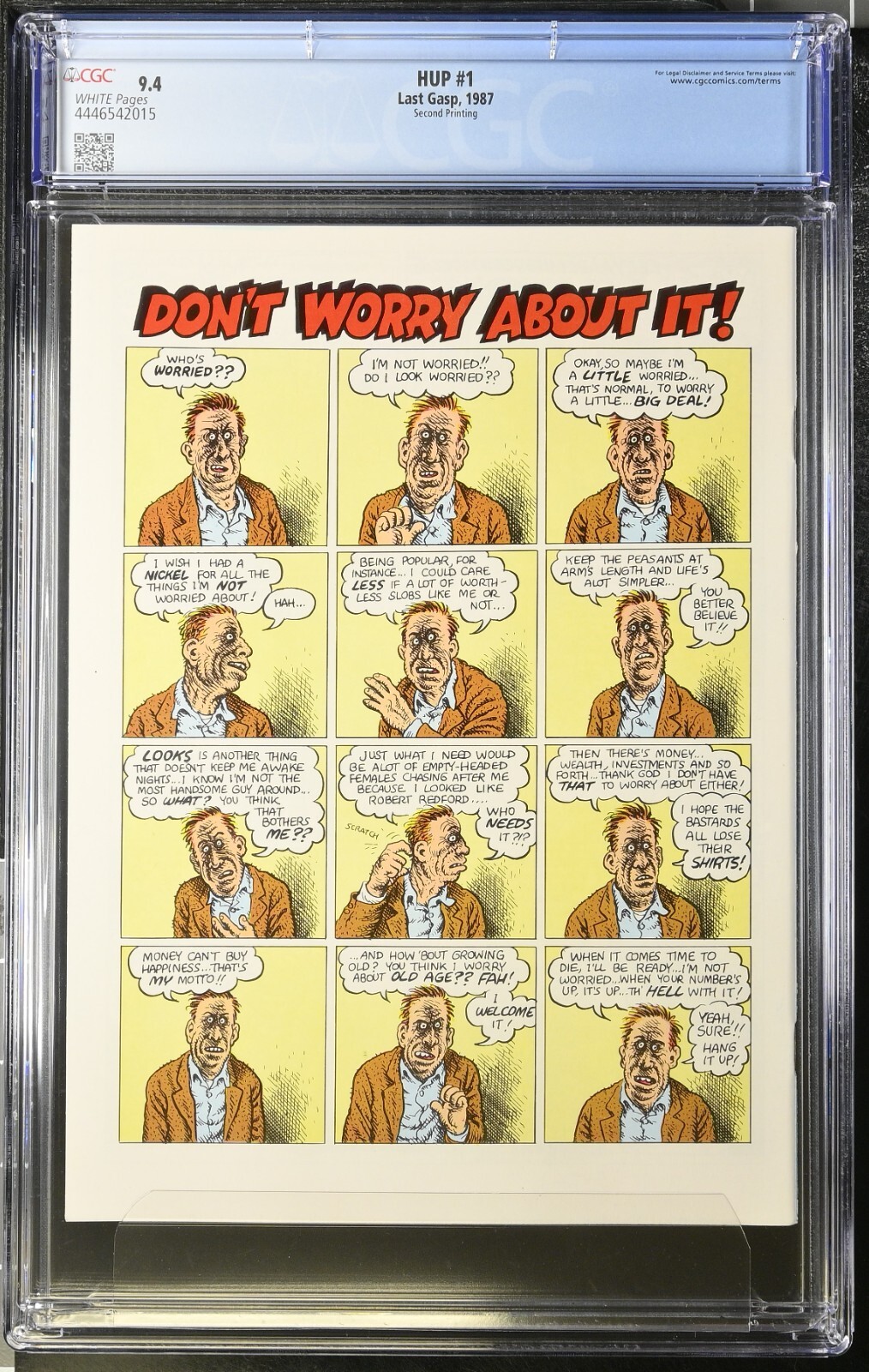 HUP #1 - CGC 9.4 (1987, Last Gasp) Bill Clinton parody, R Crumb cover ...