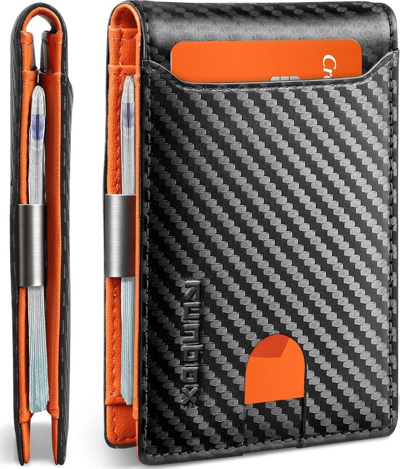 RUNBOX Slim Wallets For Men - Leather Money Clip Mens Wallet - RFID ...