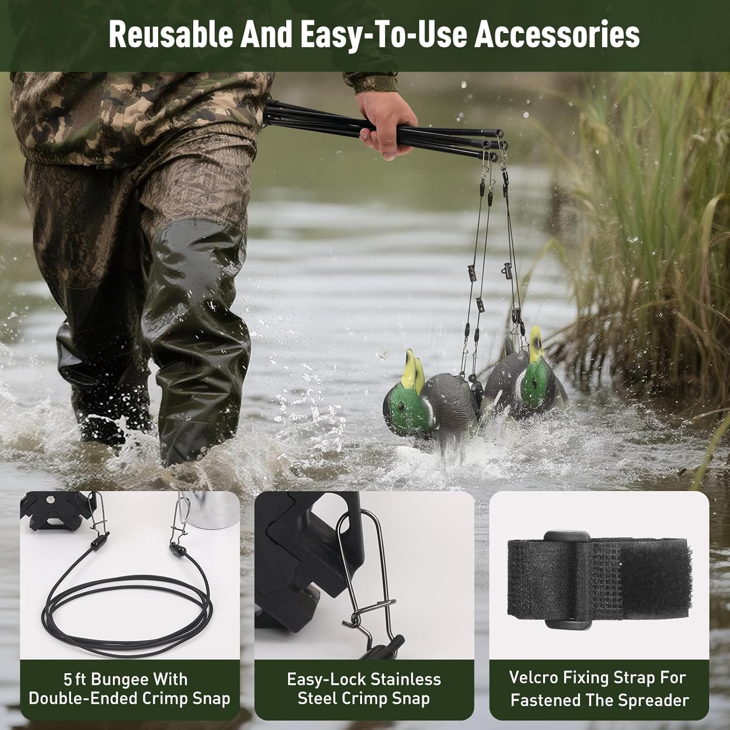 Duck Decoy Spreader and Jerk Rig for Waterfowl Hunting, Rustproof ...