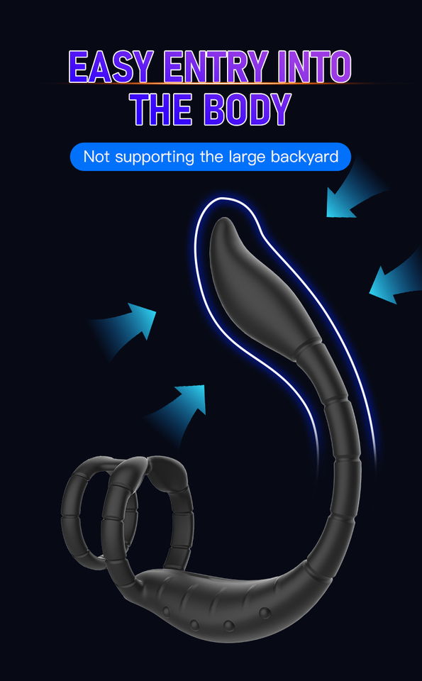 Male Prostate Massager Vibrator Penis Ball Rings Butt Plug Silicone Sex ...