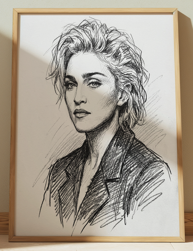 MADONNA DRAWING PRINT PORTRAIT SKETCH 8" x 10" MADONNA WALL ART HOME ...