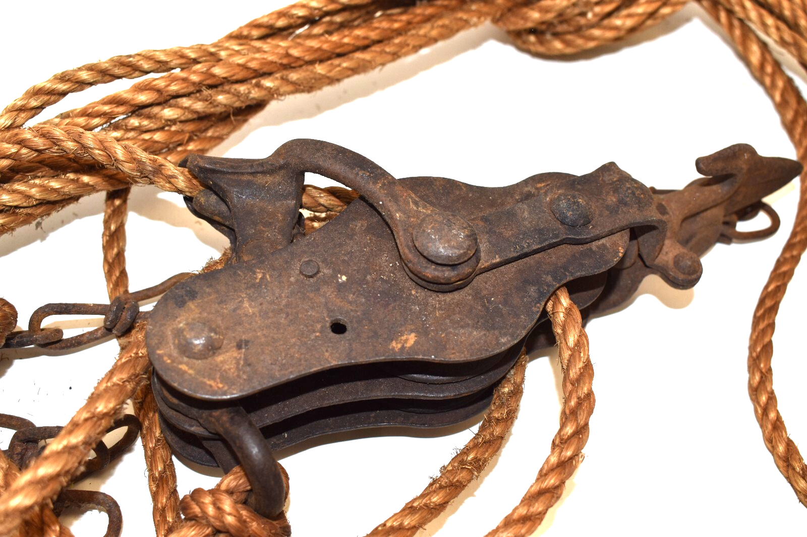 Vintage Double Block & Tackle Hoist - Barb Wire fence stretcher ...