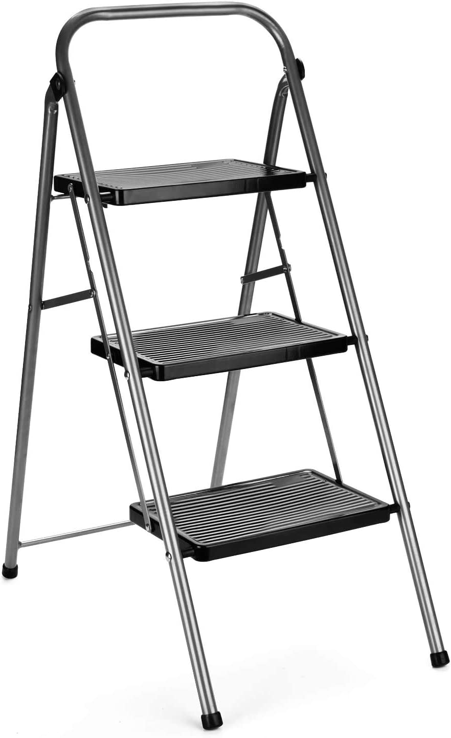 Step Ladder 3 Step Folding Step Stool with Handrail Heavy Duty Three ...