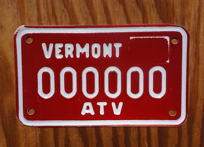 Red Vermont ATV SAMPLE License Plate - ALL TERAIN VEHICLE | eBay