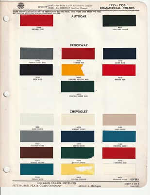 1955 & 1956 TRUCK PAINT CHIPS CHEVROLET DODGE FORD INTERNATIONAL GMC ...