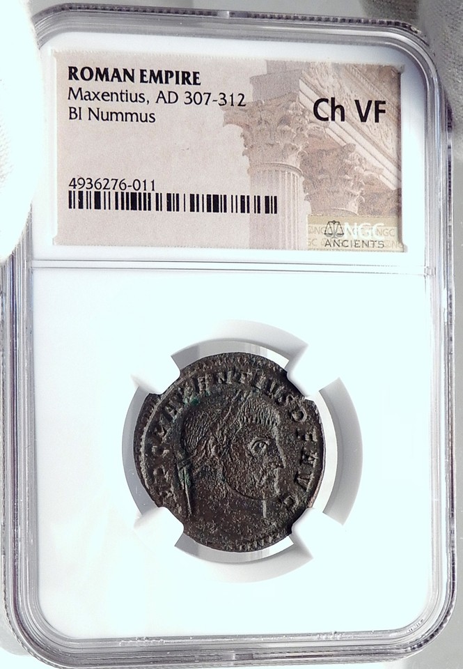 MAXENTIUS Authentic Ancient 308AD Rome TEMPLE Genuine Roman Coin NGC ...