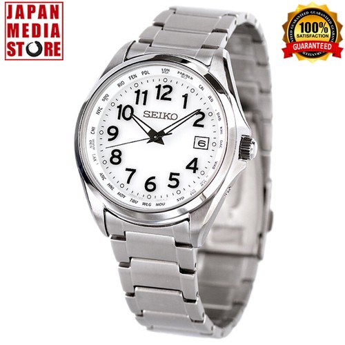 Seiko Selection SBTM327 White Dial Titanium Solar Atomic Radio Men ...