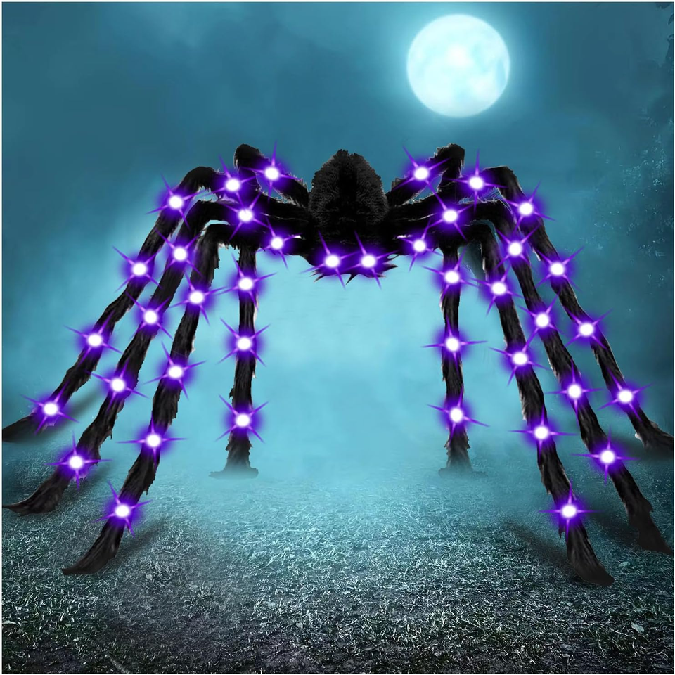 78" Jumbo Halloween Light up Spider Scary Giant Spider for Indoor ...