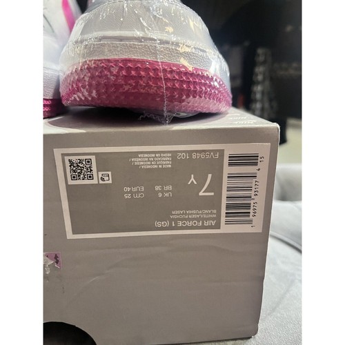 Nike Air Force 1 White/Laser Fuchsia (FV5948 102) Big Kid's 7Y Women’s ...