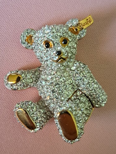 **VERY RARE**Steiff - Swarovski Teddy Bear Brooch - Silver tone- NEW ...