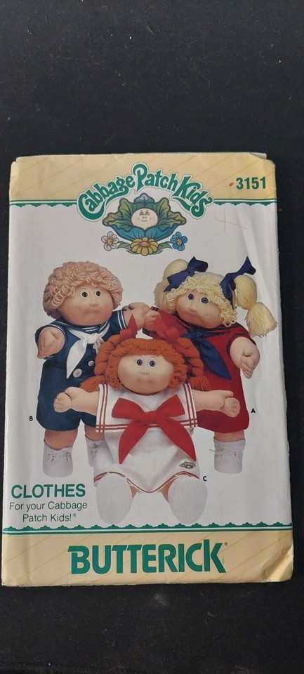 Cabbage Patch Kids Butterick Sewing Pattern Uncut Doll Clothes FREE ...