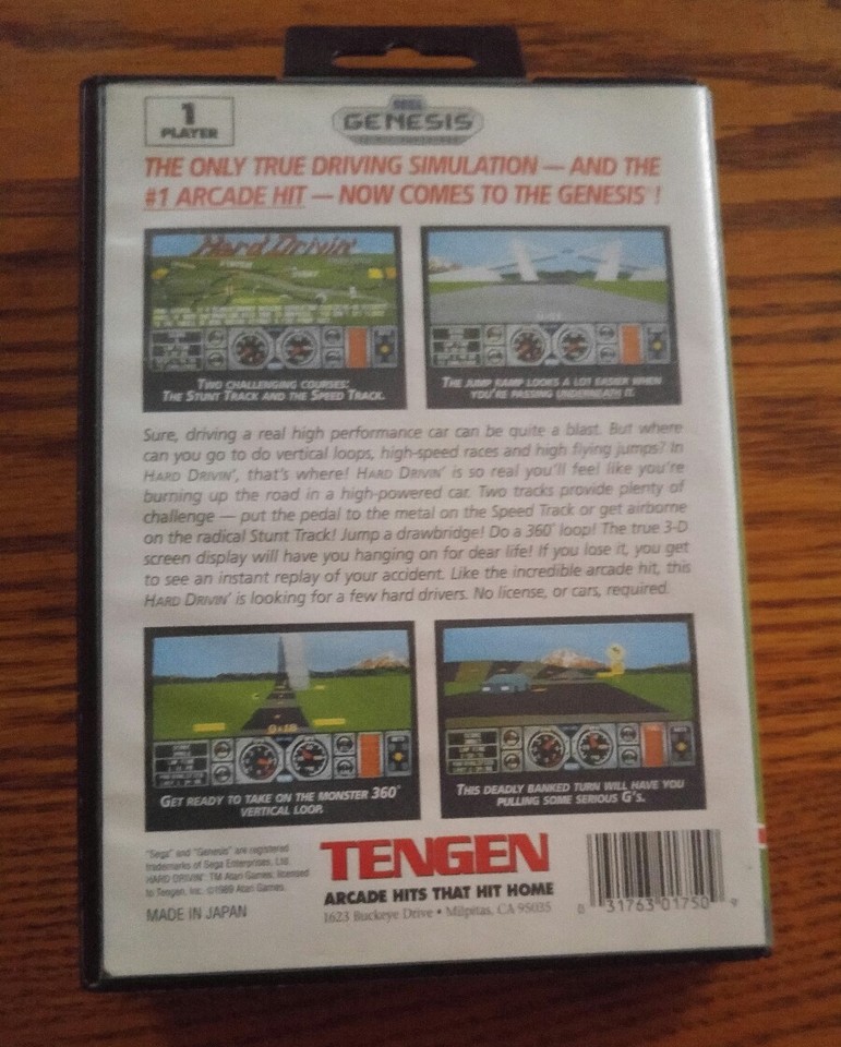 000 Vintage Sega Genesis Hard Drivin' Video Game Tengen 1989 Atari | eBay