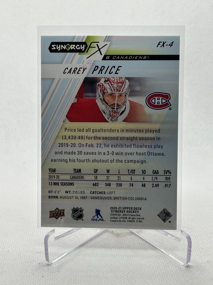 2020-21 Upper Deck Synergy FX Purple /349 Carey Price #FX-4 SP | eBay
