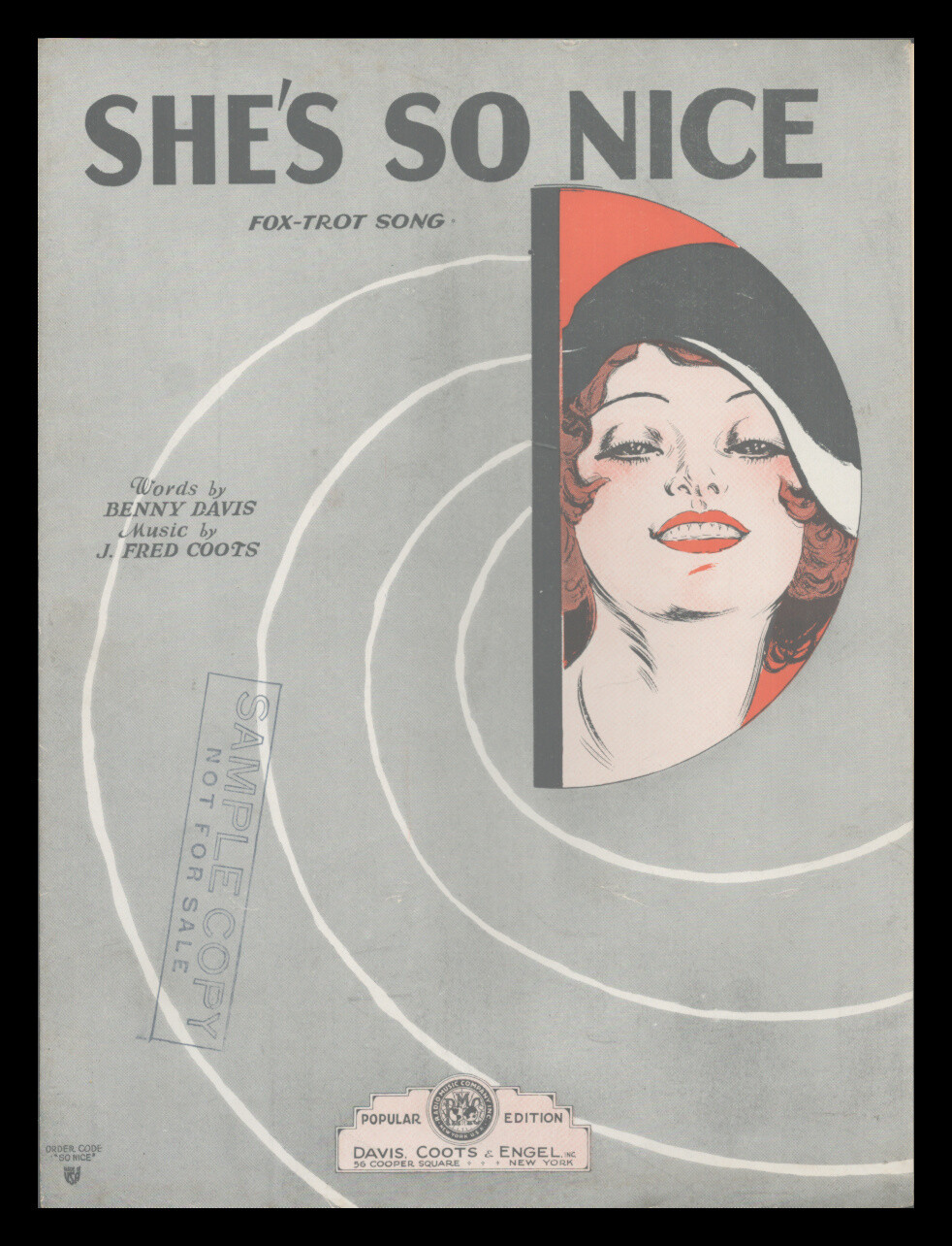 SHE'S SO NICE Benny Davis/J. Fred Coots 1931 Fox Trot Pretty Girl Sheet ...
