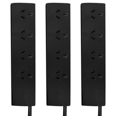 3x Ultracharge Standard 4-Socket Power Board Strip 1m Cord Extension ...