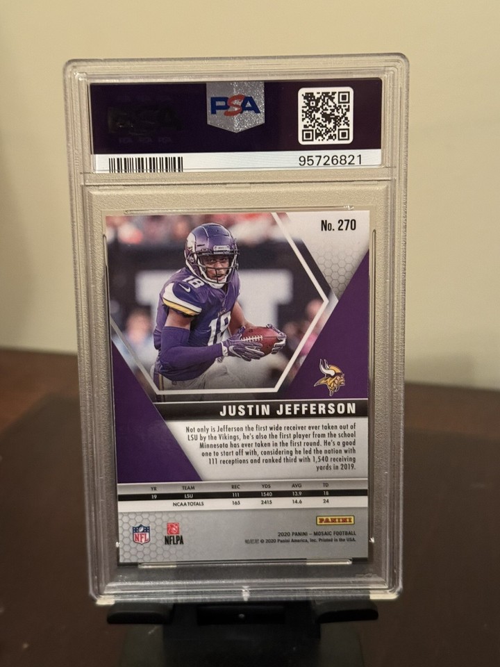 Justin Jefferson 2020 Panini Mosaic #270 NFL Debut RC Rookie PSA 10 ...