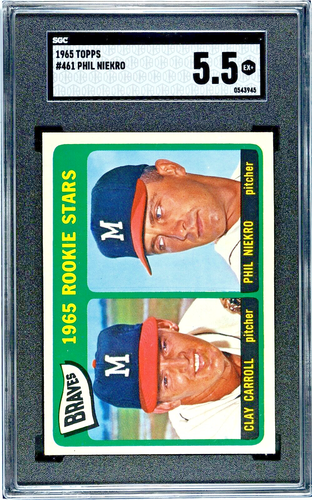 1965 Topps Baseball #461 Braves 1965 Rookie Stars Carroll/Niekro HOF RC ...