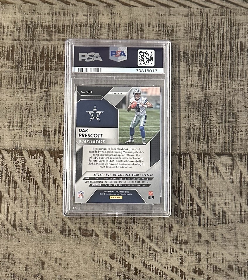 2016 Panini Dak Prescott Prizm Rookie #232 PSA 10 GEM MINT RC Sharp! | eBay