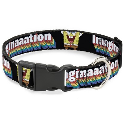 Plastic Clip Collar SpongeBob Arms Up Rainbow Pose/IMAGINAAATION Black ...