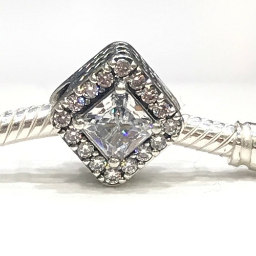 NEW Genuine Pandora Geometric Radiance Charm 796206CZ Square Sparkle ...