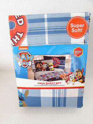 Nickelodeon Paw Patrol 3 Piece Twin Sheet Set Super Soft Preppy Pups ...