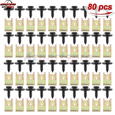 80 Car Body Panel Fender Fastener Kit Hex Bolts U-Nut Clips Screws ...