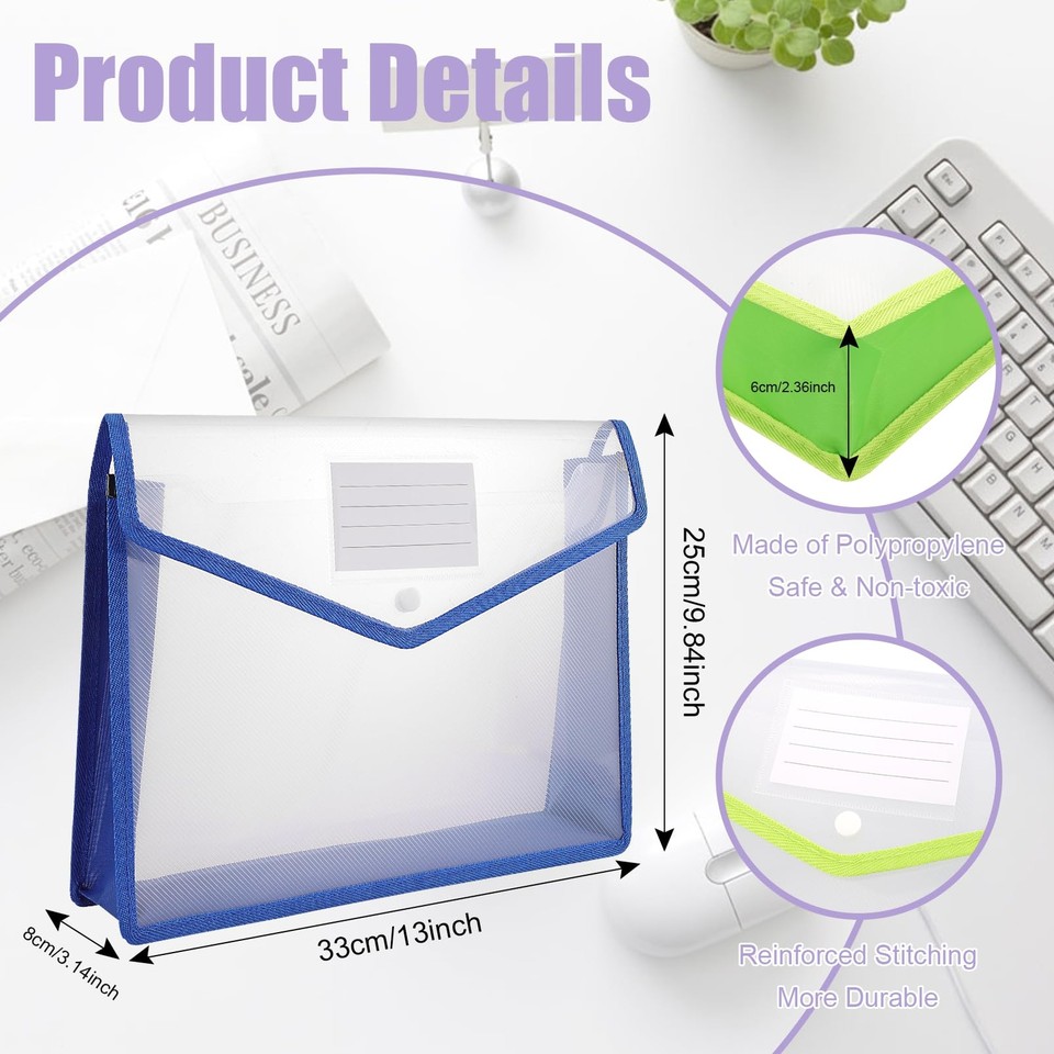 Plastic File Folders,6 Pack Expanding File Wallet Document Folder ...