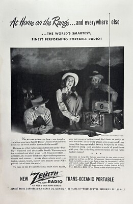 1947 Zenith Radio Trans-Oceanic Portable Print Advertisement | eBay