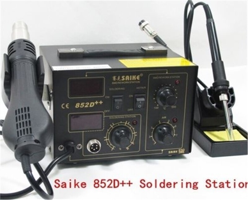 220V Saike 852D Hot Air Gun New Soldering Tools 2 In 1 Rework Station ...