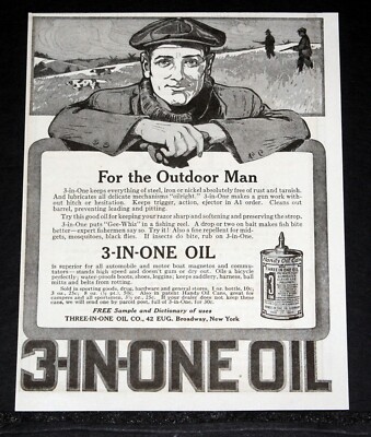 1914 OLD MAGAZINE PRINT AD, 3-IN-ONE OIL, FOR THE OUTDOOD MAN, IN THE ...