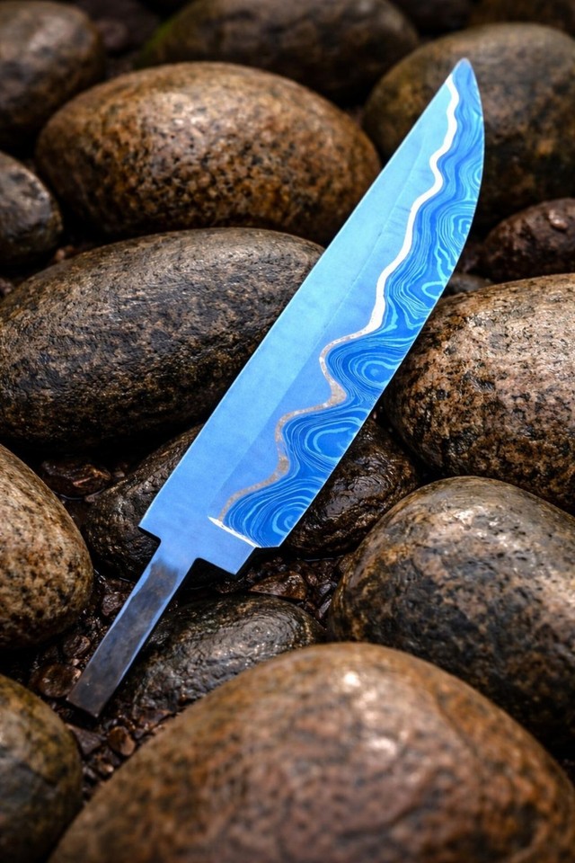 Handmade Damascus Steel Knife Blade Blank | Custom Pattern Steel Fixed ...