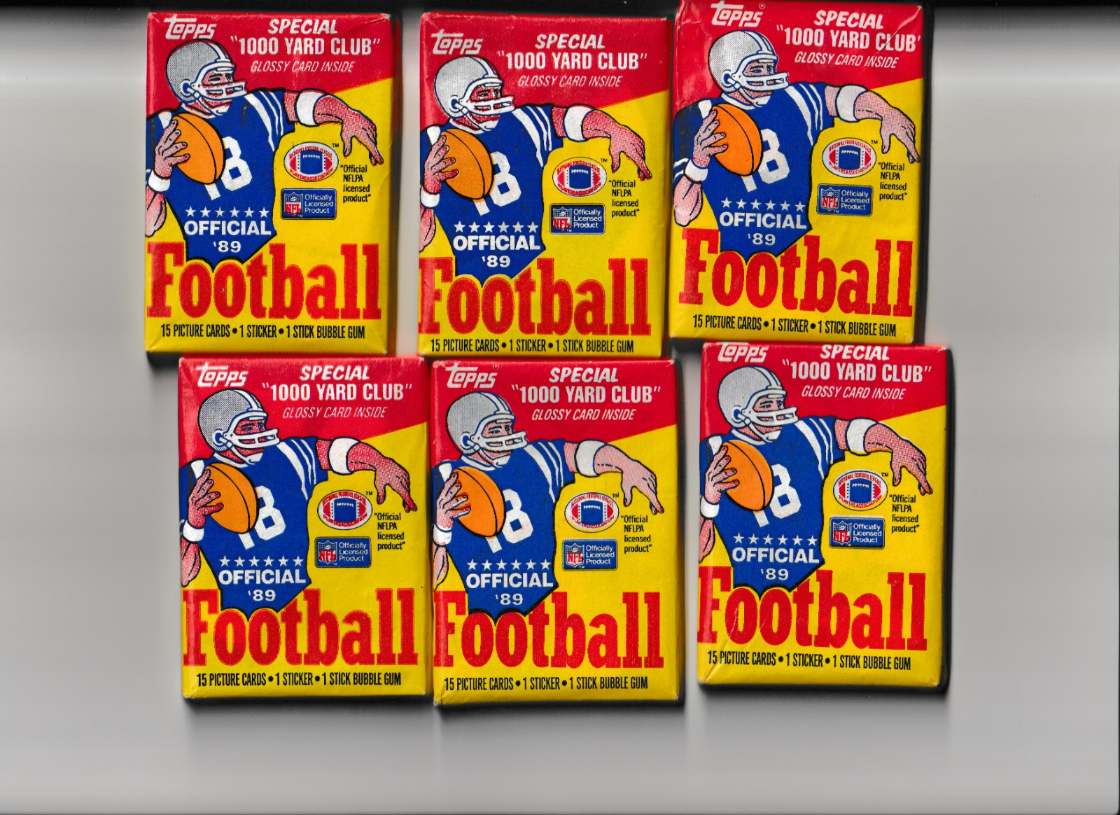 1989 Topps Football Cards, 6 Unopened Sealed Wax Packs from new Wax Box ...