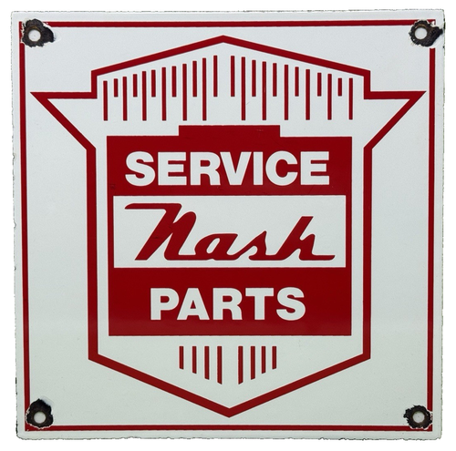 VINTAGE NASH PORCELAIN DEALERSHIP SIGN PARTS SERVICE STATION GAS OIL ...