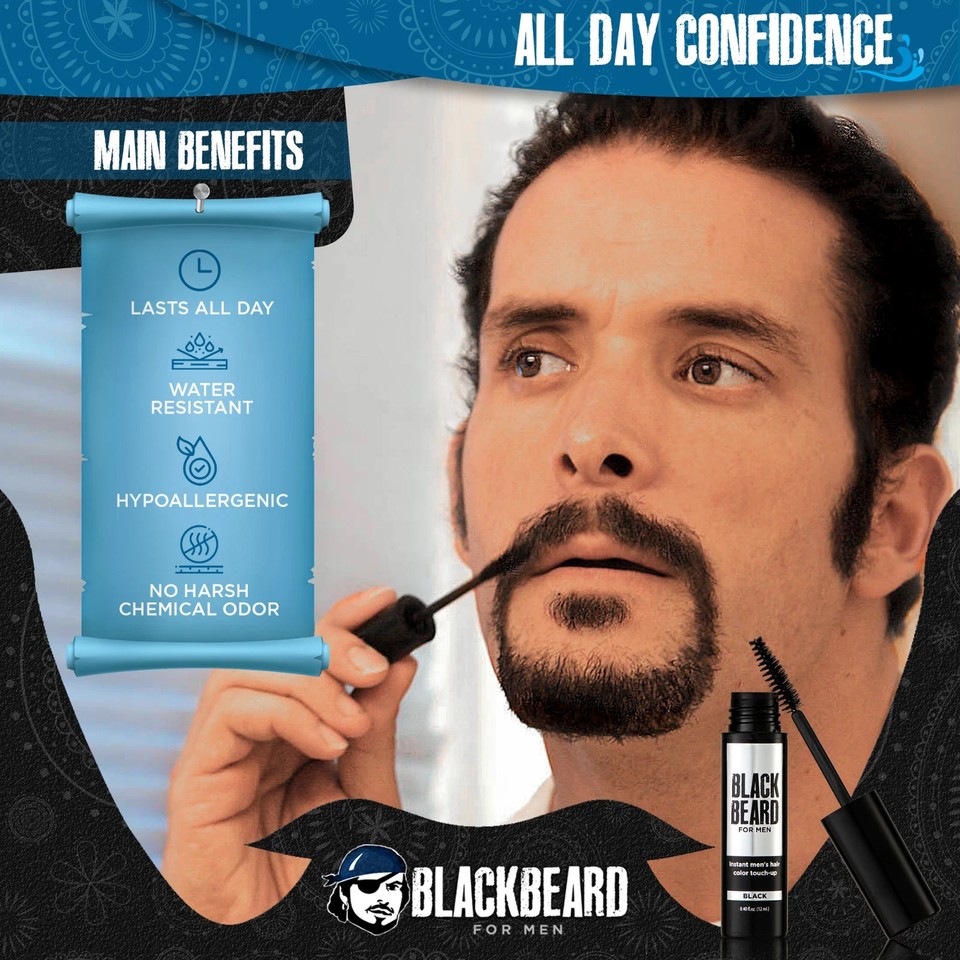 Blackbeard for Men Instant, Hypoallergenic Brush-On Beard/Mustache Color, 1-pk | eBay