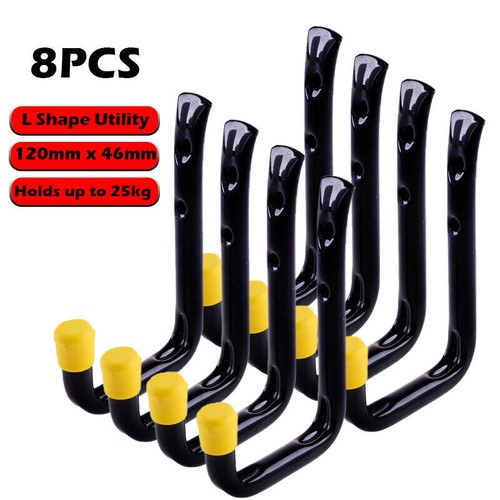 4x Hook L Shape Utility Hook Steel 120mm x 46mm 2pk (Holds up to 25kg ...