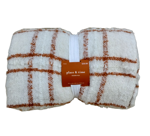 Place & Time Modern Folk Rust and Cream Throw Blanket (50 x 60 in) New ...
