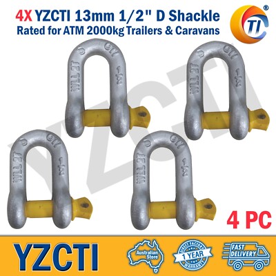 4X YZCTI 13mm 1/2" D Shackle for ATM 2000kg Trailers & Caravans | eBay ...