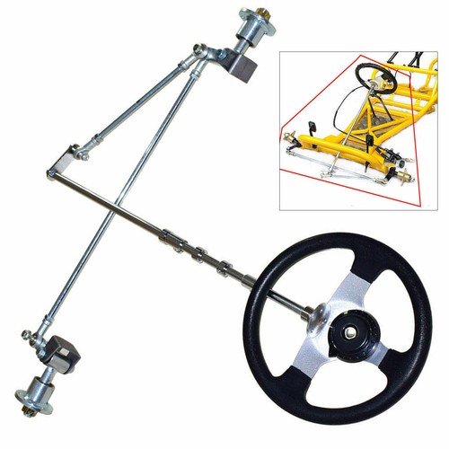 1x Silver Front Axle Kit Front Steering Assy Tie Rod Wheels Go Kart ...