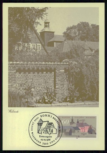 BRD MK 1986 WALSRODE 1000 JAHRE MAXIMUMKARTE CARTE MAXIMUM CARD MC CM ...