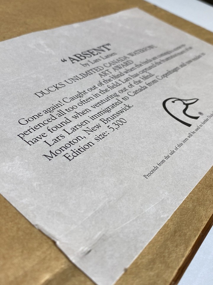 VINTAGE LARS LARSEN “ABSENT” SIGNED FRAMED NUMBERED PRINT DUCKS ...