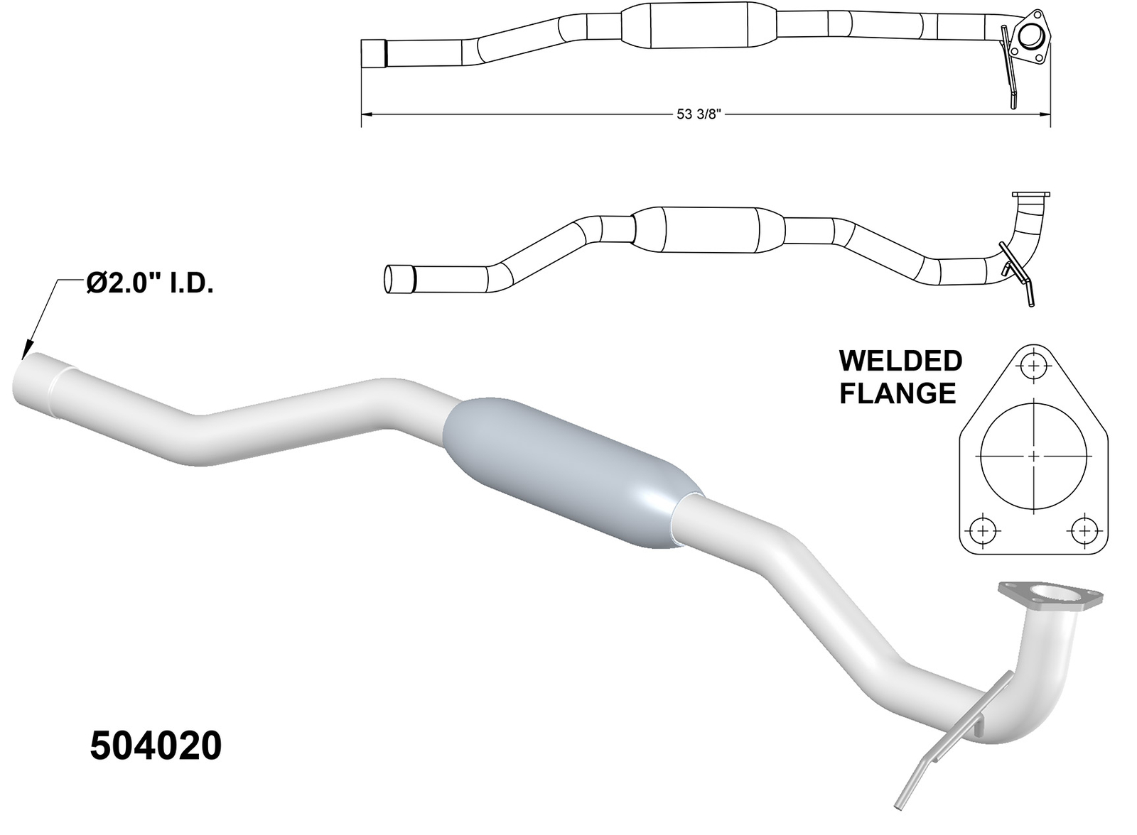 Center Exhaust and Tail Pipes for 2015-2016 Mitsubishi RVR ES 2.0L L4 ...