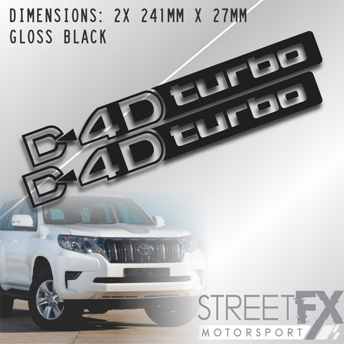 2x D4d Turbo Decals Black for Toyota Prado Diesel Landcruiser Stickers ...