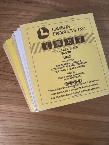 Lawson Products Bin Label Books-lot Of 10-screws-Nuts-Washers-Fittings ...